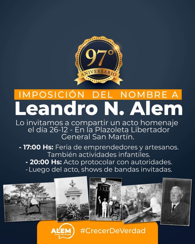 Se cumplen 97 años de la imposición del nombre a Leandro N. Alem ...
